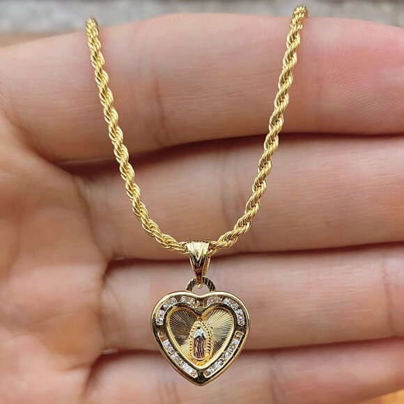 Prime jewelry 269 | Jewelry | Brand New 4k Gold Filled Heart Cz Virgen ...